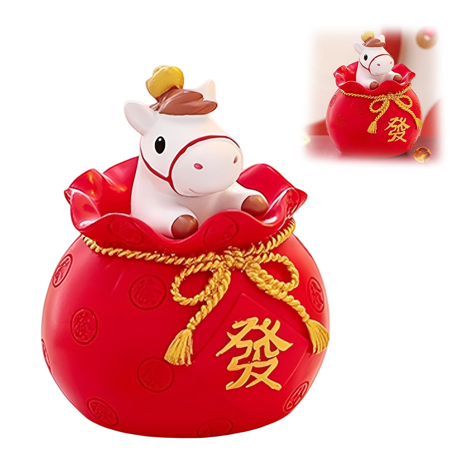 Desktop Ornament,Horse Year Decorative Jar Horse Bank Decor Resin Craft ...