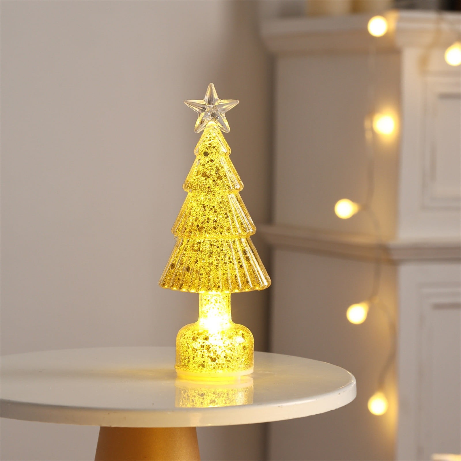 Desktop Ornament,Illuminated Plastic Trees Gold Lighted Tabletop ...