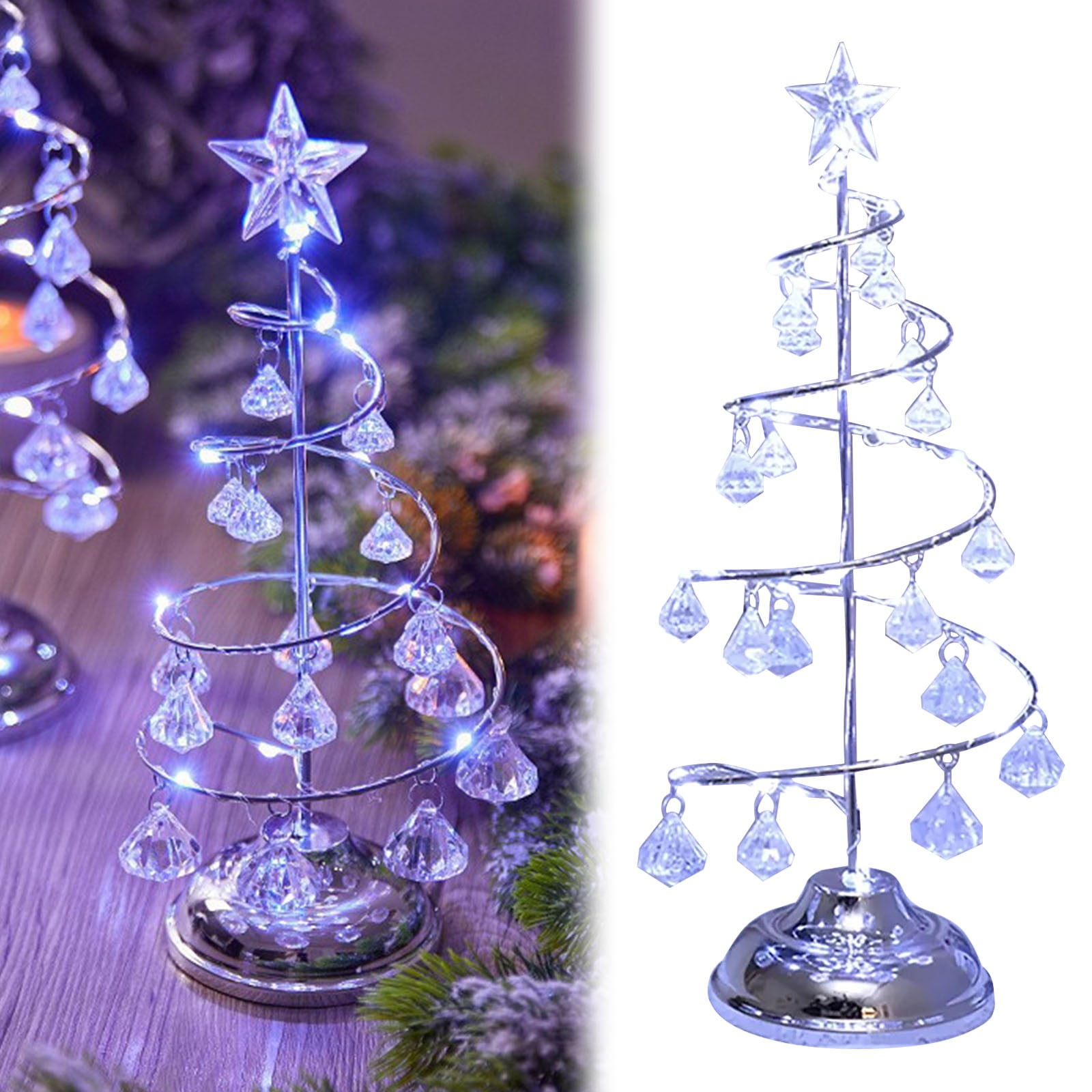 Desktop Ornament,Small Christmas Tree With Lights Table Top Pre Lit ...