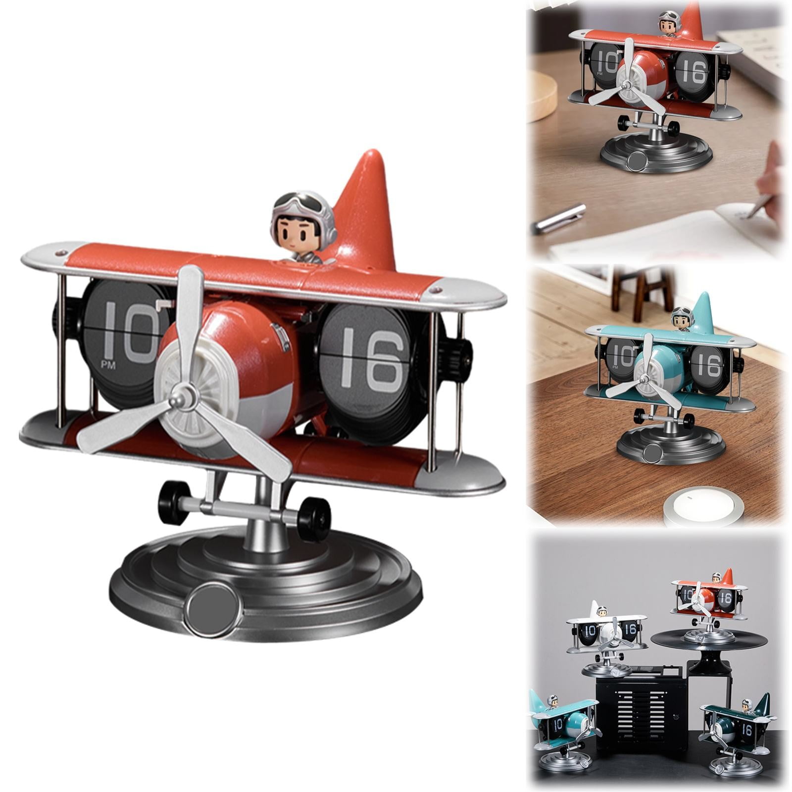 Desktop Ornament - Time Flying Airplane Flip Clock Automatic Mechanical ...