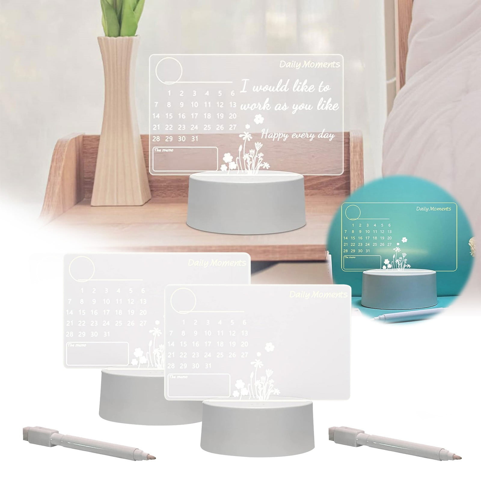 Desktop Ornament Transparent Acrylic Board with Light up Stand Clear ...
