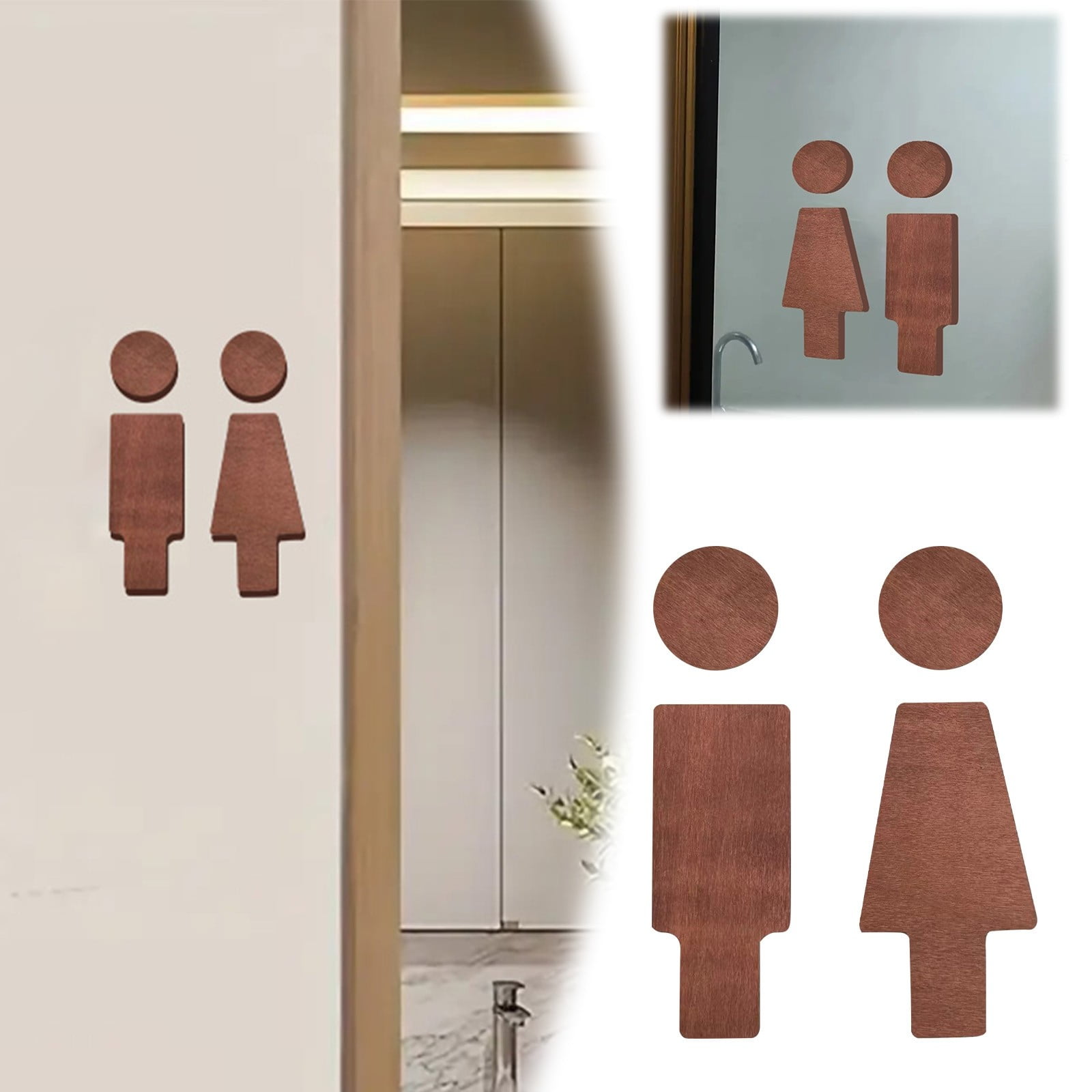 Desktop Ornament Unisex Braille Restroom Signs Modern Wooden Signs for ...