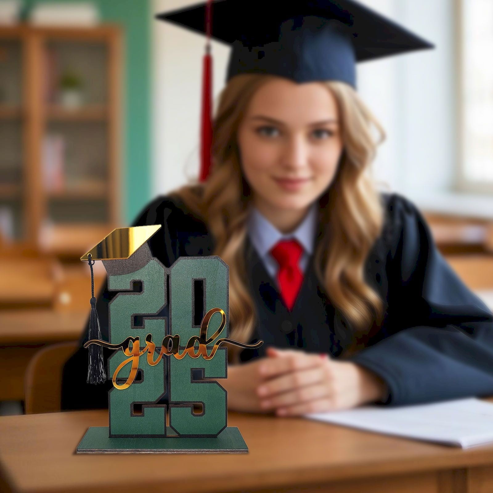 Desktop Ornament Wooden Table Sign Class Of 2025 Graduation Decorations ...