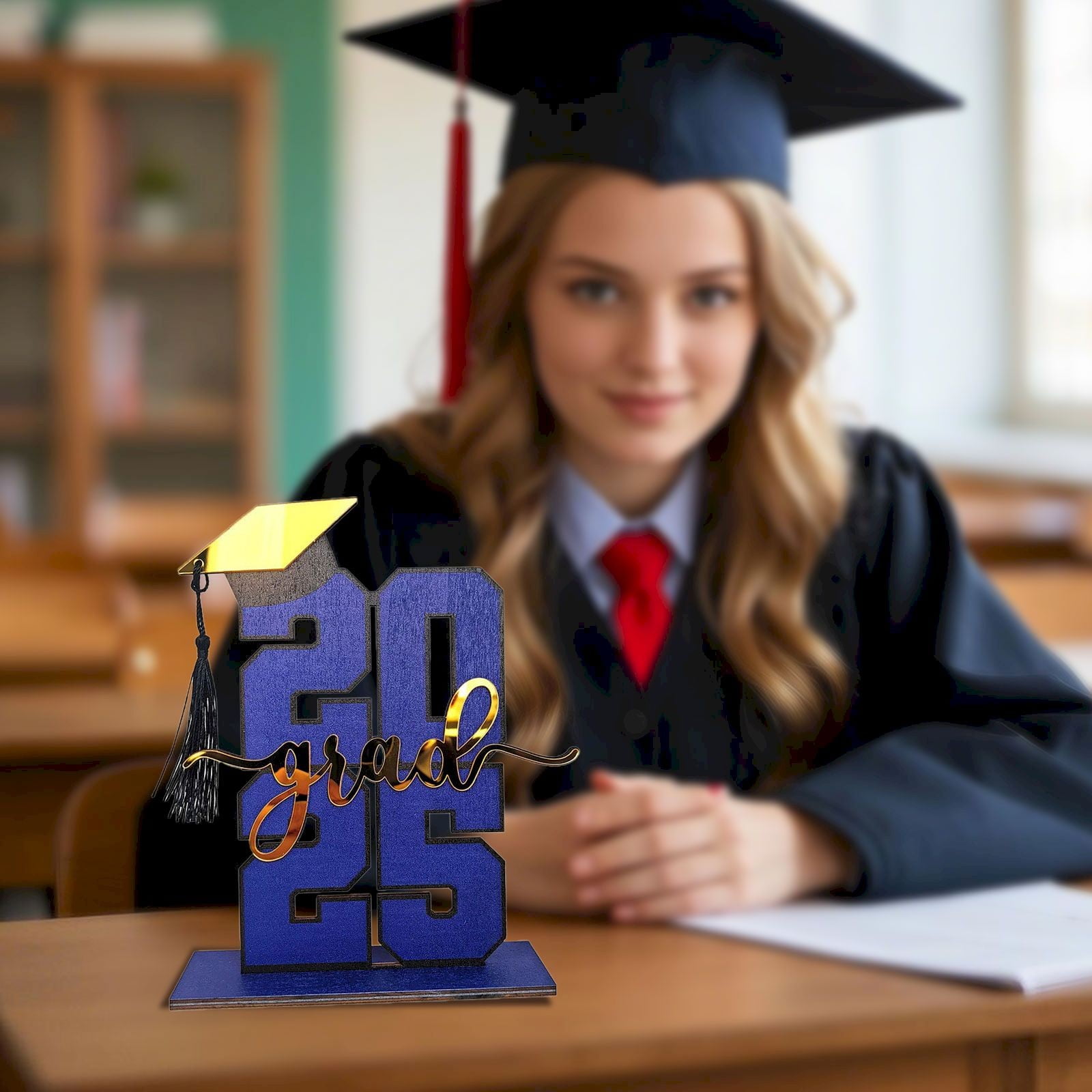 Desktop Ornament Wooden Table Sign Class Of 2025 Graduation Decorations ...