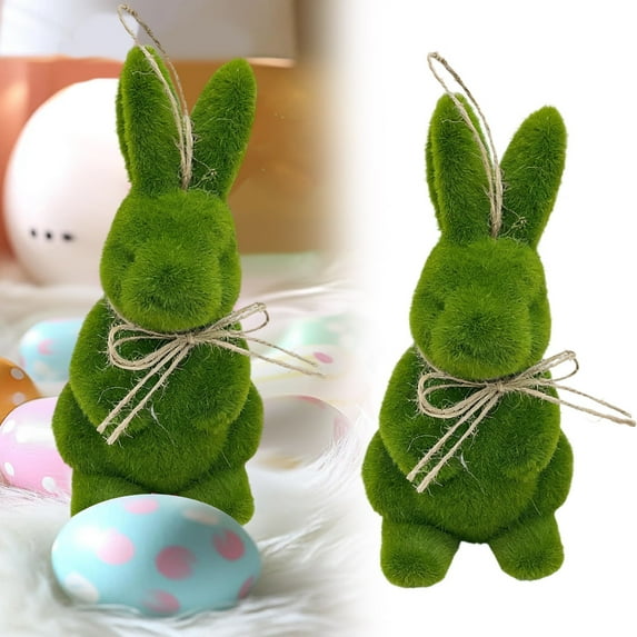 Desktop Ornaments,1pc Easter Bunny Decor Flocked Figurine Bowtie ...