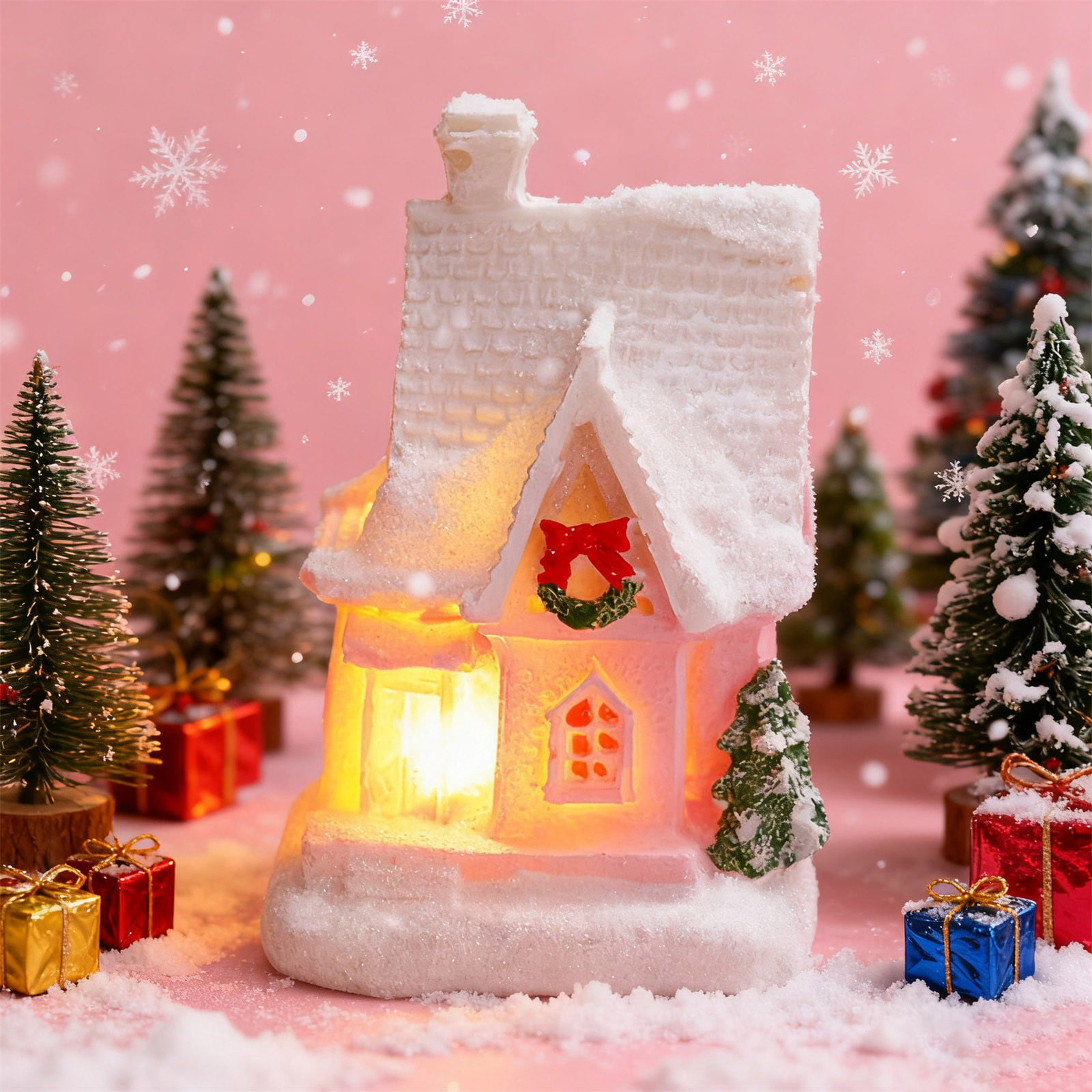 Desktop Ornaments For Home,Christmas Decorations Resin Small House ...