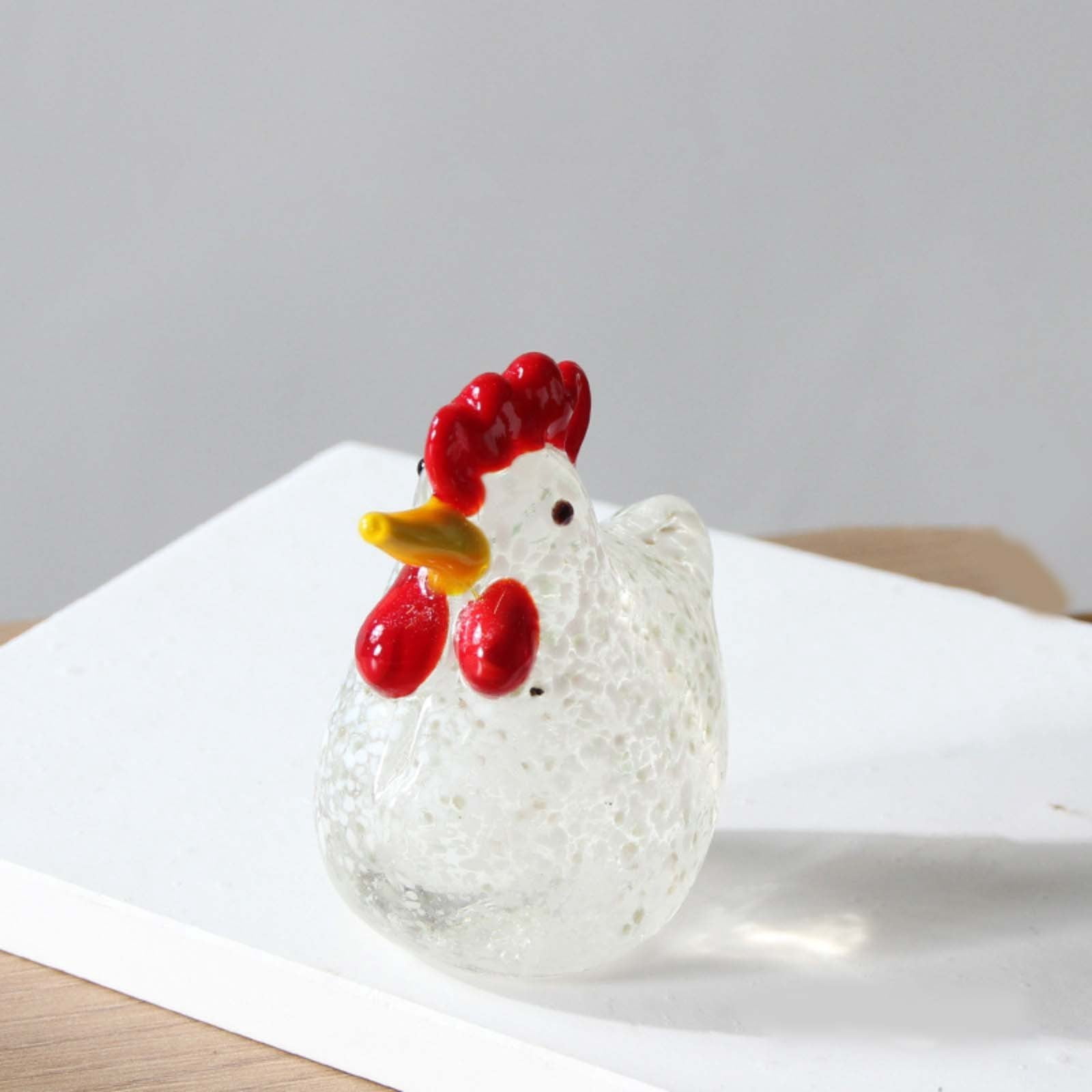 Desktop Ornaments,Glass Rooster Figurines Art Blown Glass Chicken ...