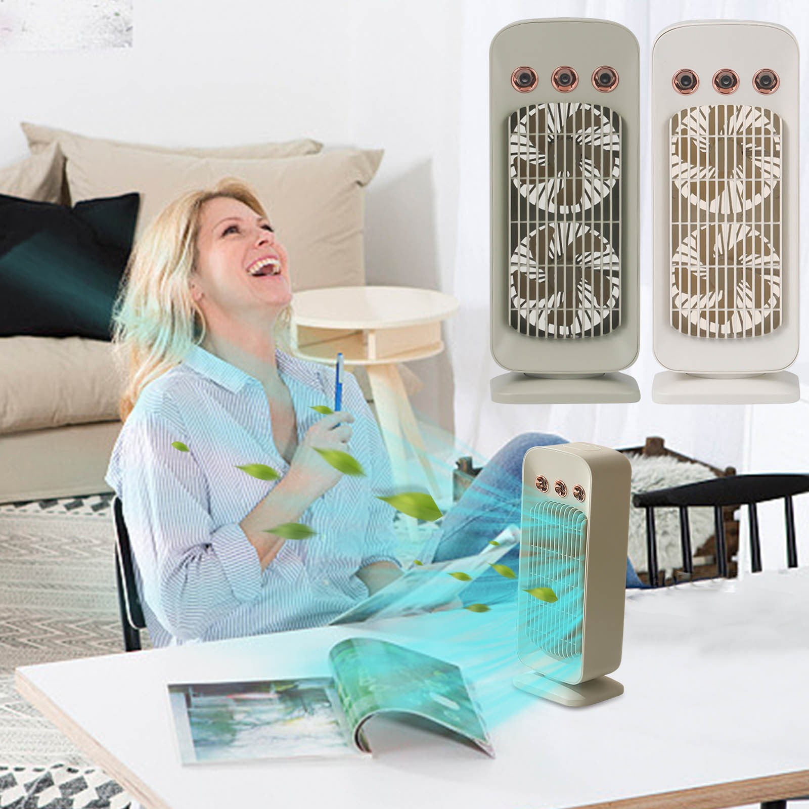 Desktop Oscillating Air Circulator, Quiet Long-Shaft Fan, 3-Speed ...