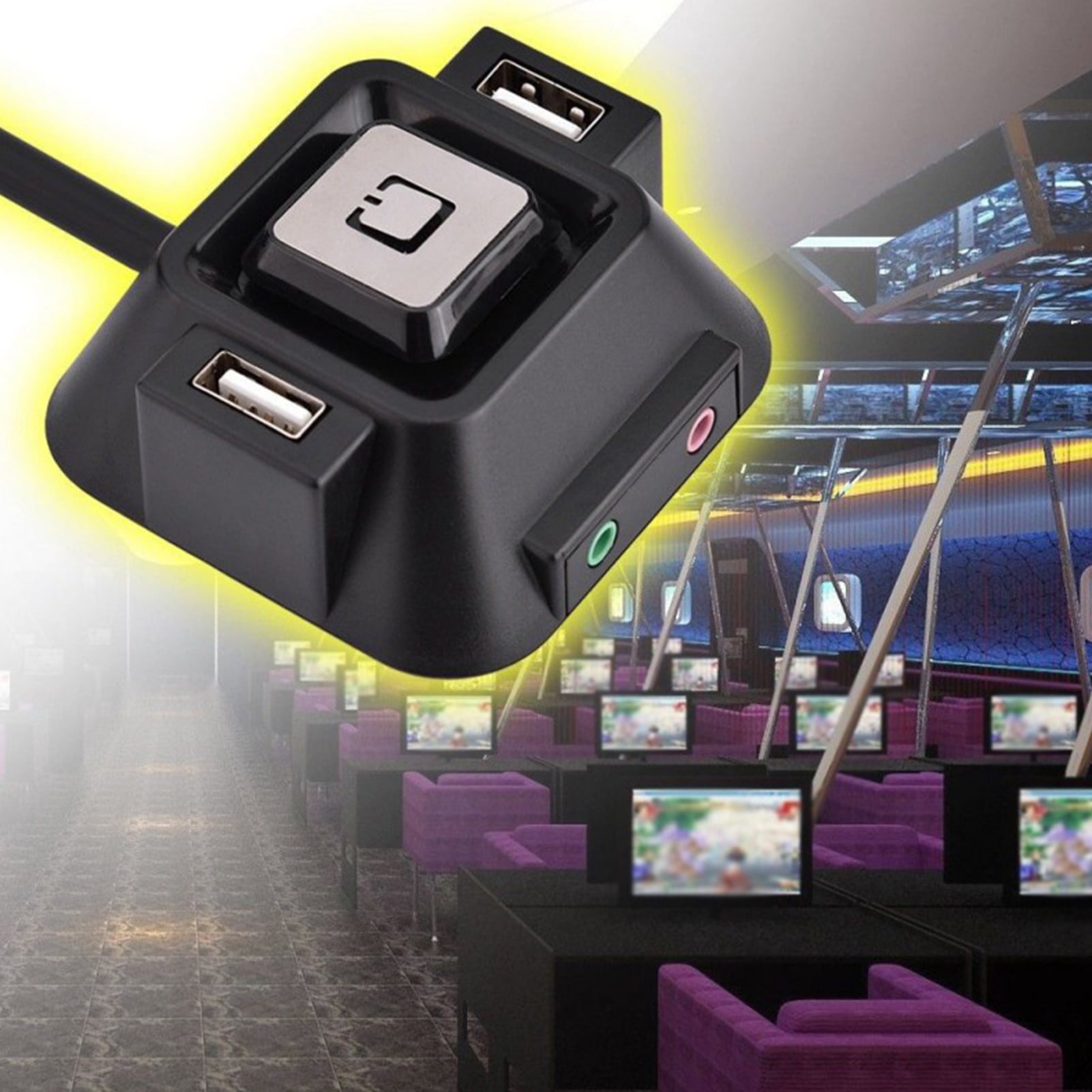 Desktop PC Switch, Dual USB Ports Power Reset Button Audio Microphone ...