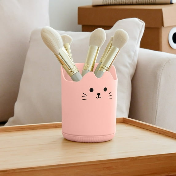 Desktop Pen Holder Pink Cartoon Style Multi-functional Storage Box ...