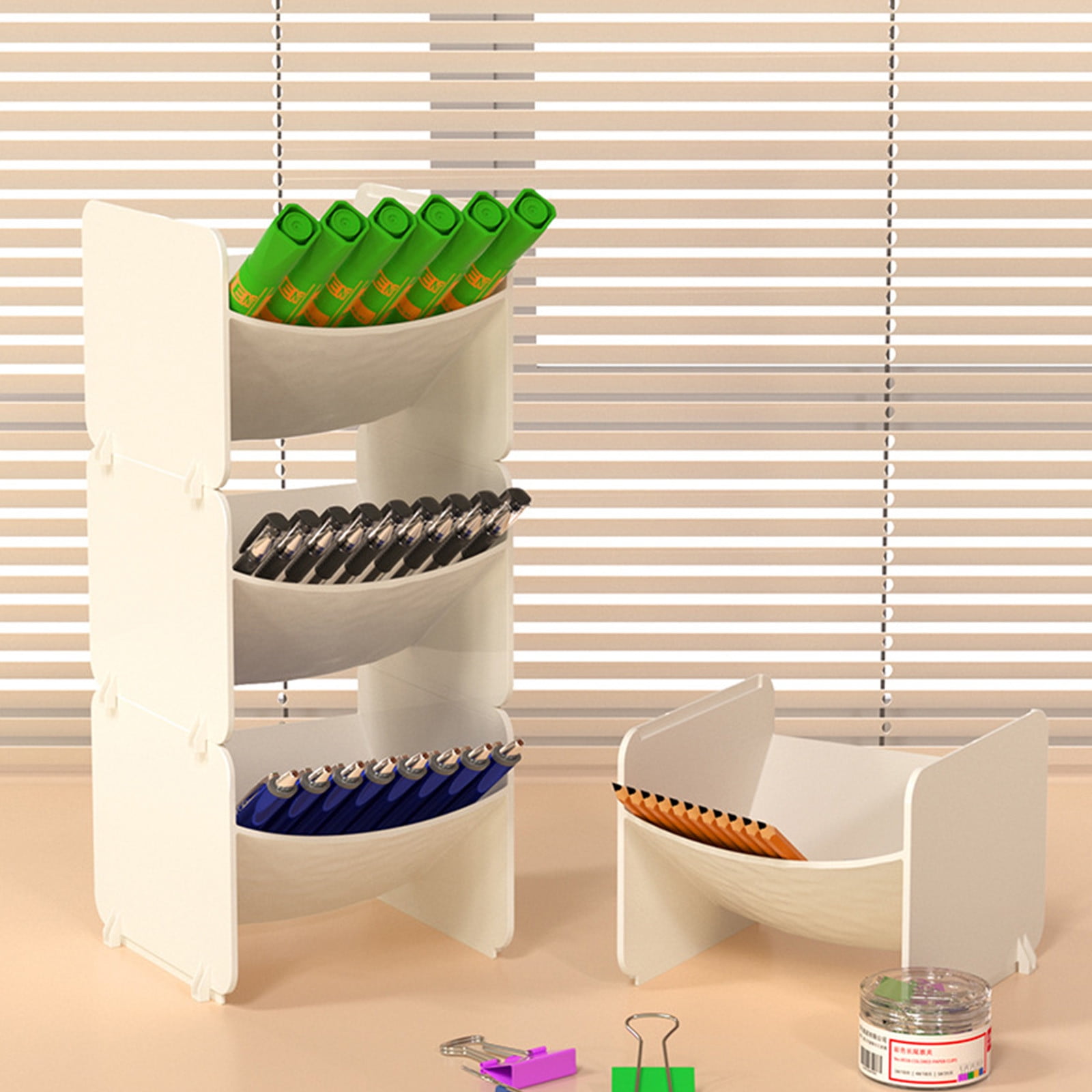 Desktop Plastic Storage Rack Organizer | Transparent Multi-Compartment ...