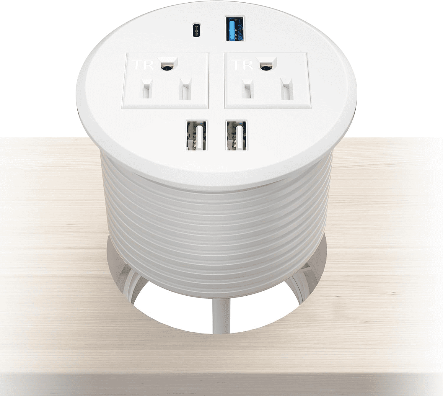 Desktop Power Grommet with PD 20W Fast Charging USB C, Recessed Power ...