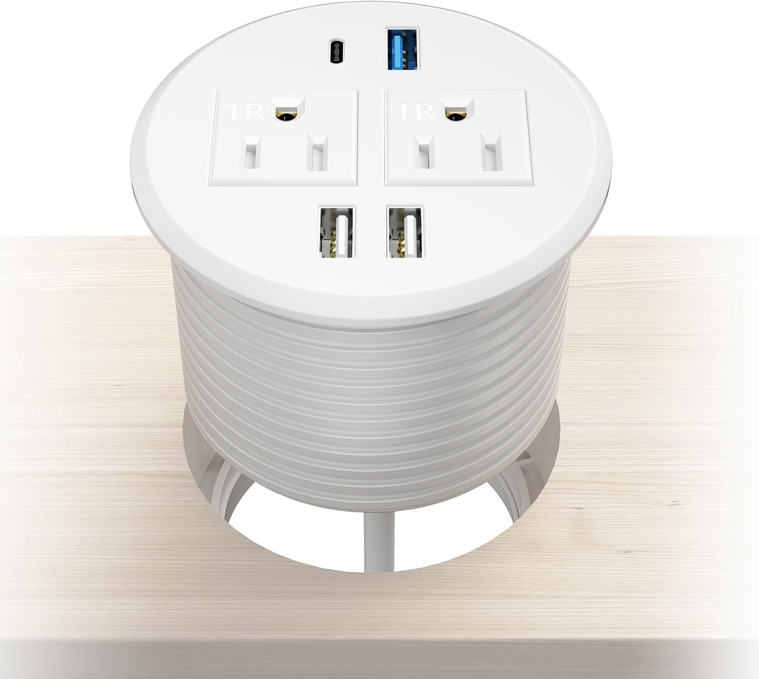 Desktop Power Grommet with PD 20W Fast Charging USB C, Recessed Power ...