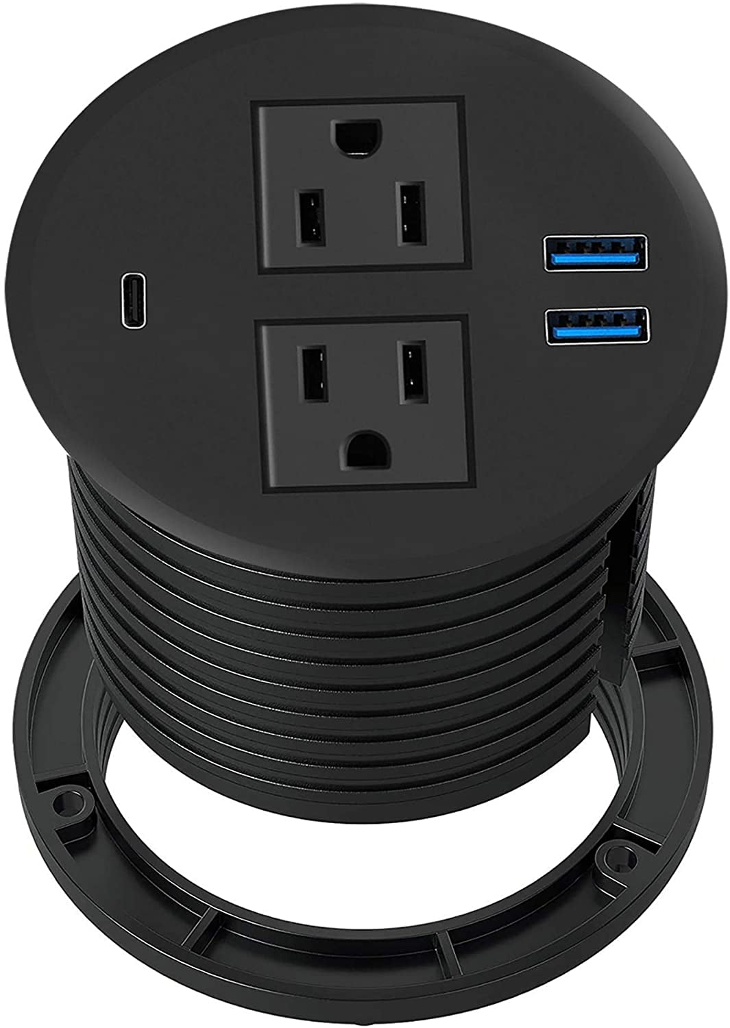 Desktop Power Grommet with PD 20W USB C,Recessed Power Outlets with 2 ...