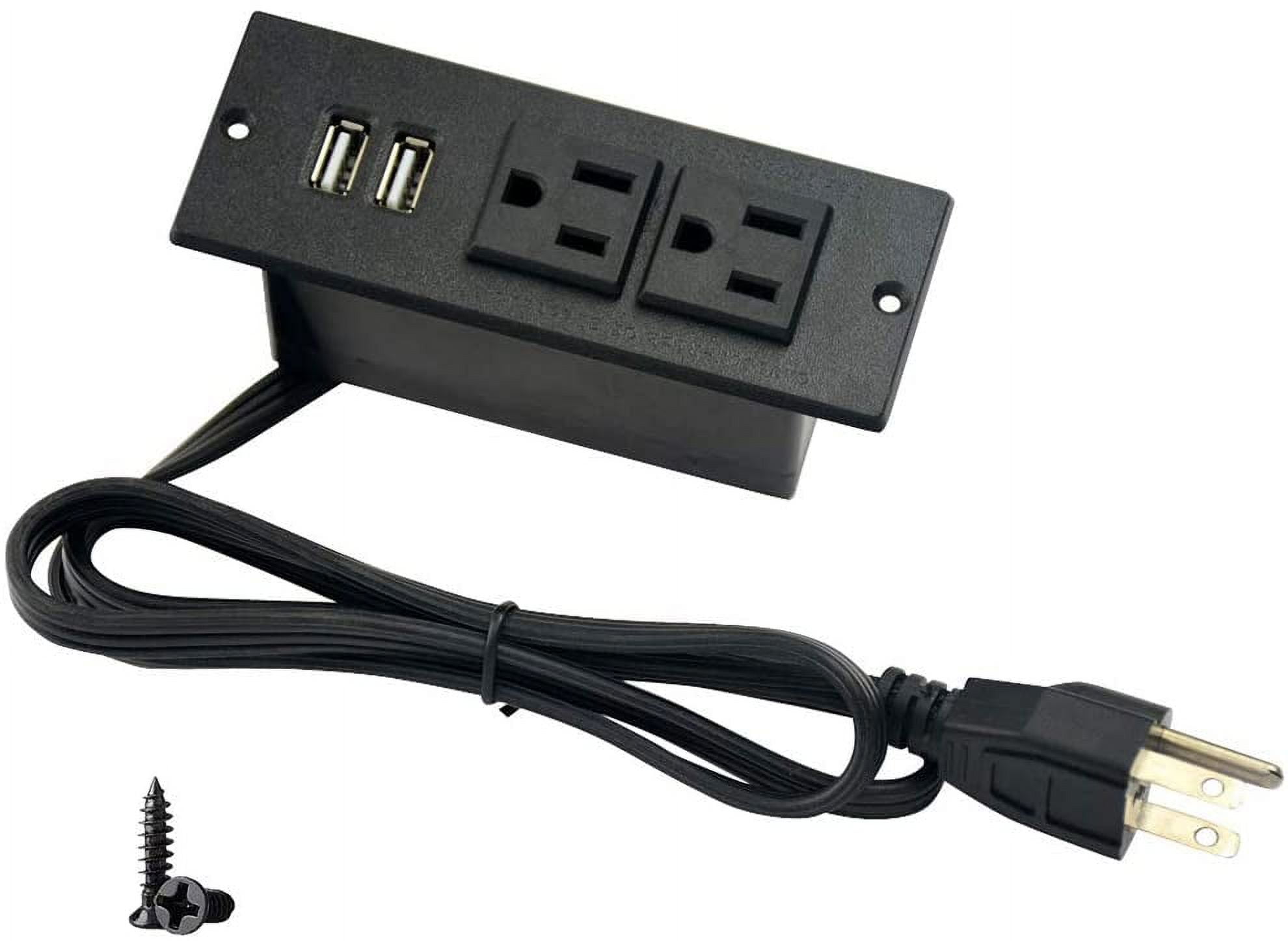 Desktop Power Strip with 2 Outlets 2 USB 2.1A Insert Mounting Built in ...