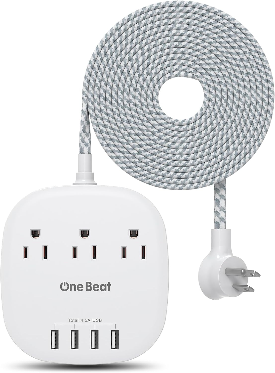 Desktop Power Strip with 3 Outlet 4 USB Ports 4.5A, Flat Plug and 10 ft ...