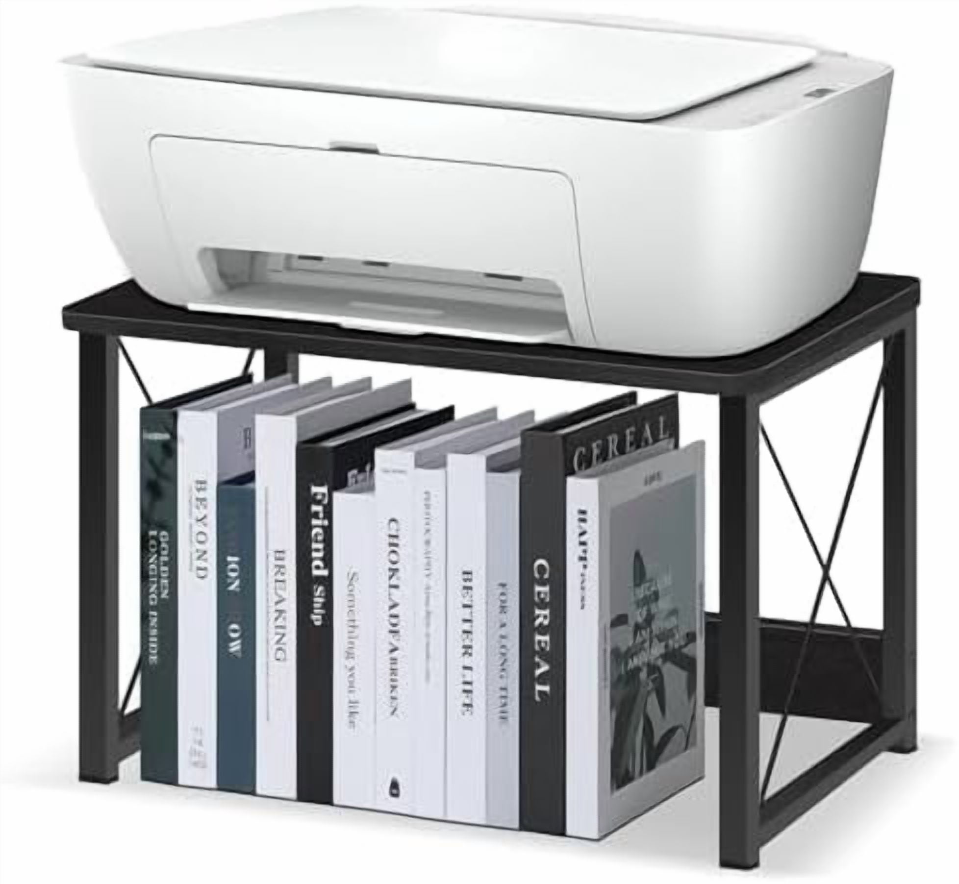 Desktop Printer Stand With Storage, Table Stand Small Desk Shelves ...