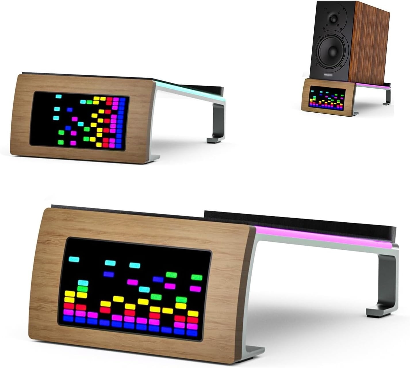 Desktop RGB Tilt Speaker Stands (1 Pair) - Dynamic LED Light (Sound ...