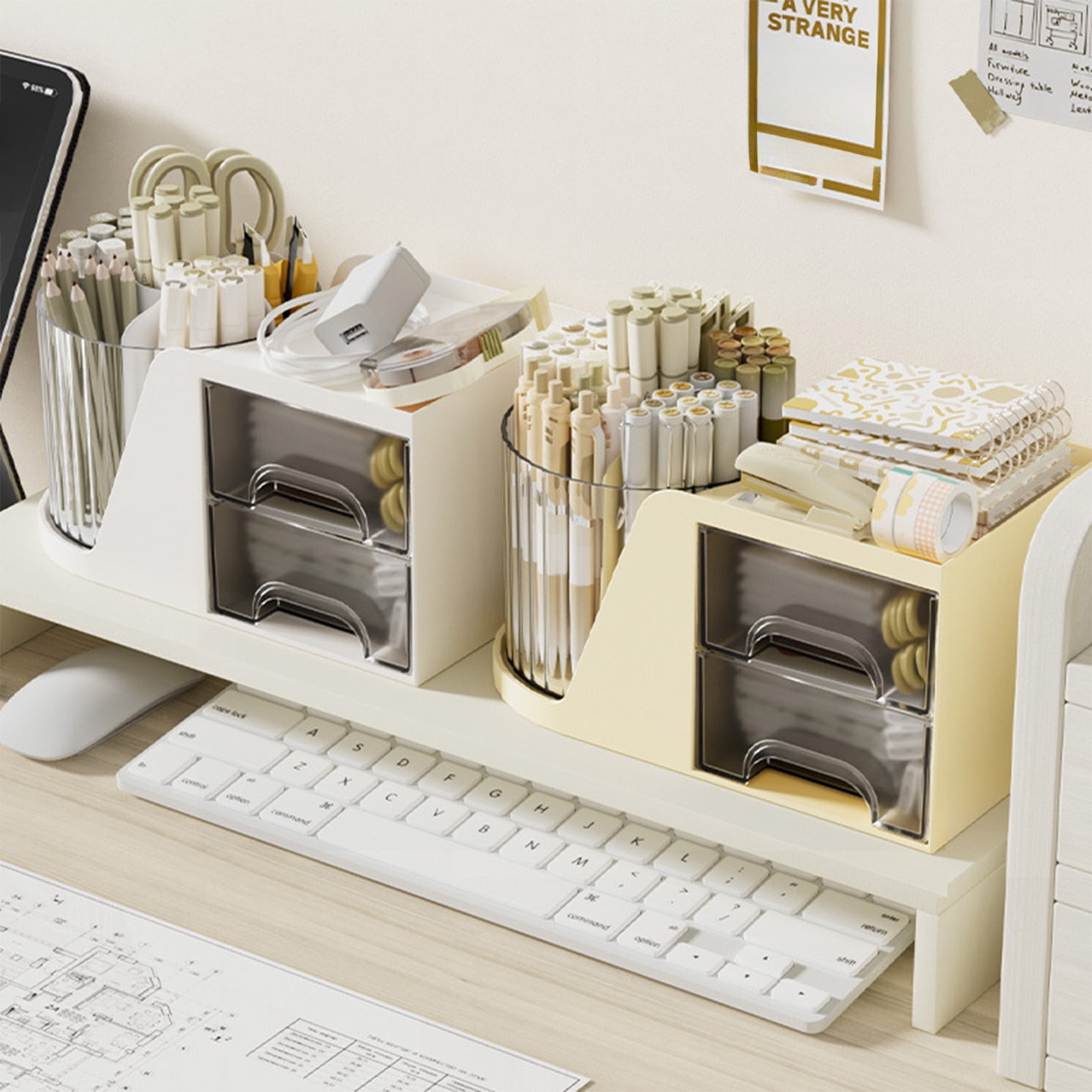 Desktop Rotating Pen Holder,Circular Storage Box,Adjustable Shelf ...