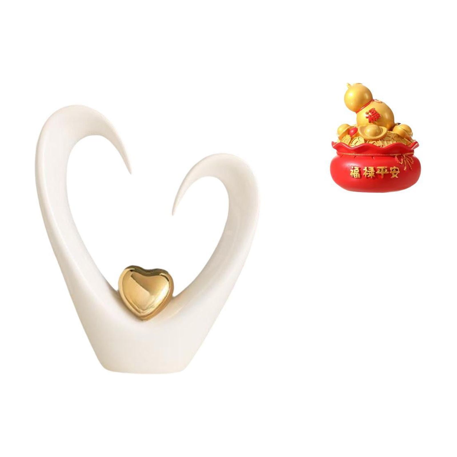Desktop Sculpture Treasure Basin Heart Figurine Ceramic Resin ...