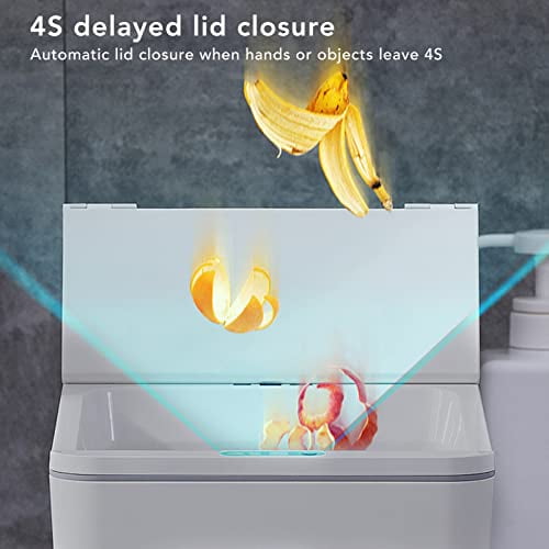 Desktop Sensor Trash Can USB Charging Foldable Lid 9L Intelligent ...