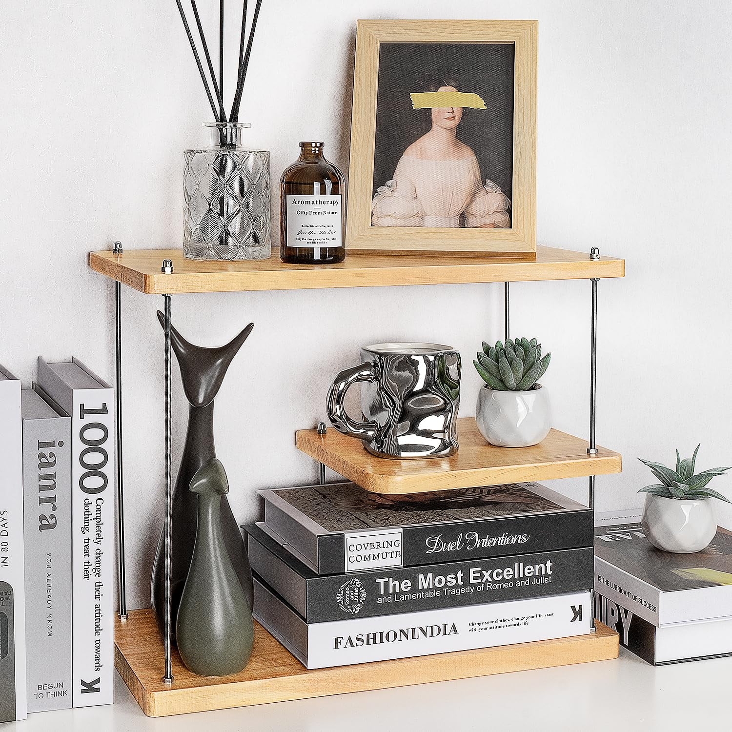 Desktop Shelf Bookshelf,Tabletop Wooden Office Desk Organizer,Display ...