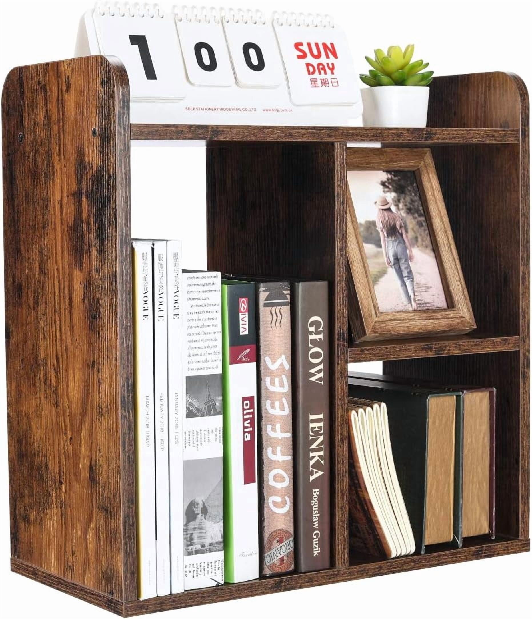 Desktop Shelf Freestanding Small Bookshelf Desk Supplies Organizers and ...