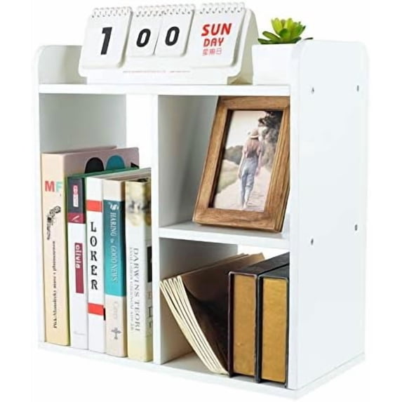Desktop Shelf Freestanding Wood Small Bookshelf Desk Supplies ...