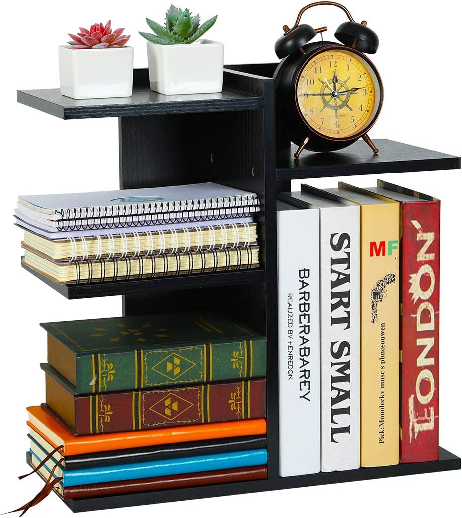 Desktop Shelf Freestanding Wooden Small Bookshelf Desk Supplies ...