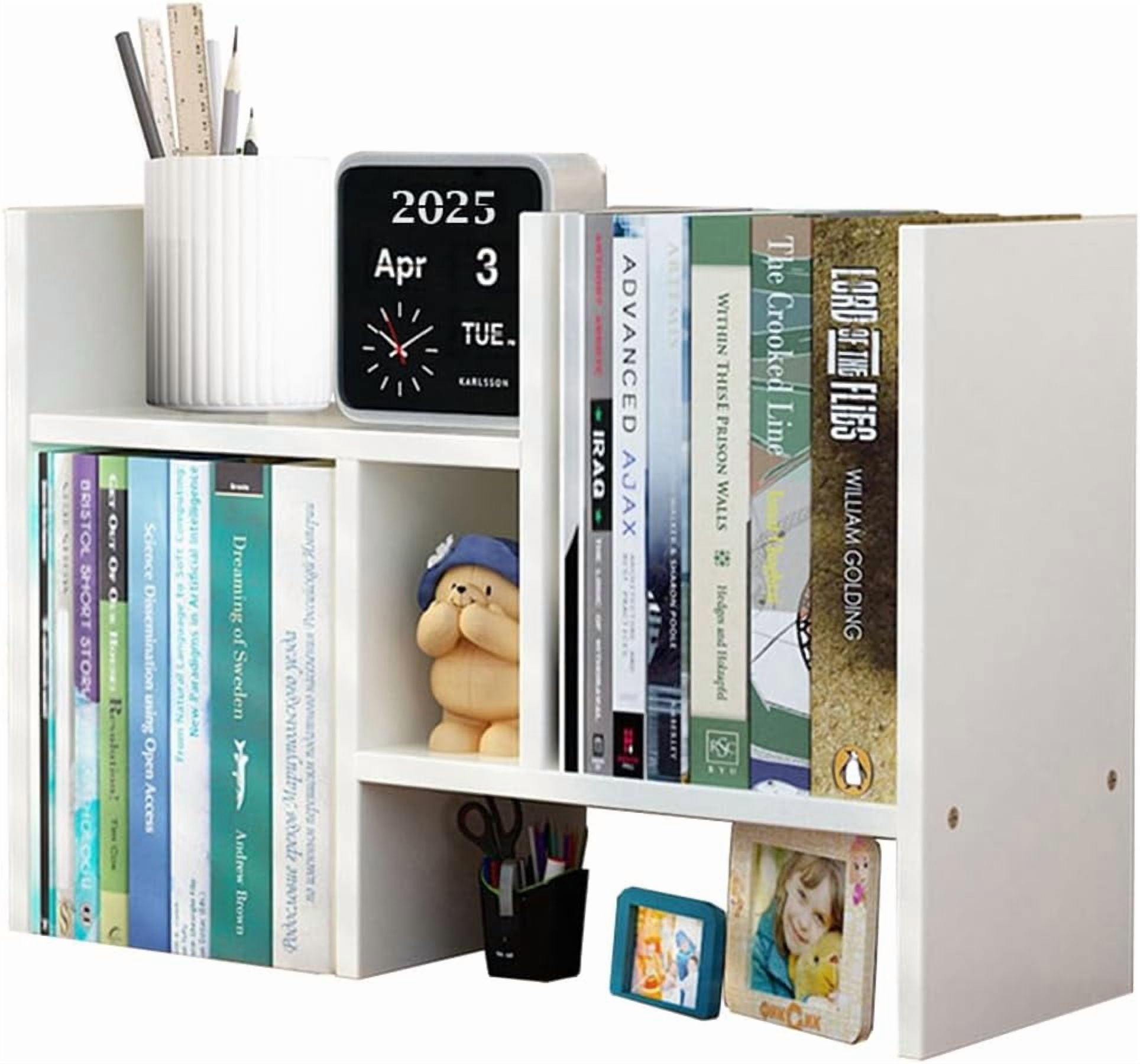 Desktop Shelf Organizer, Adjustable Wood Display Desk Shelf, Office ...