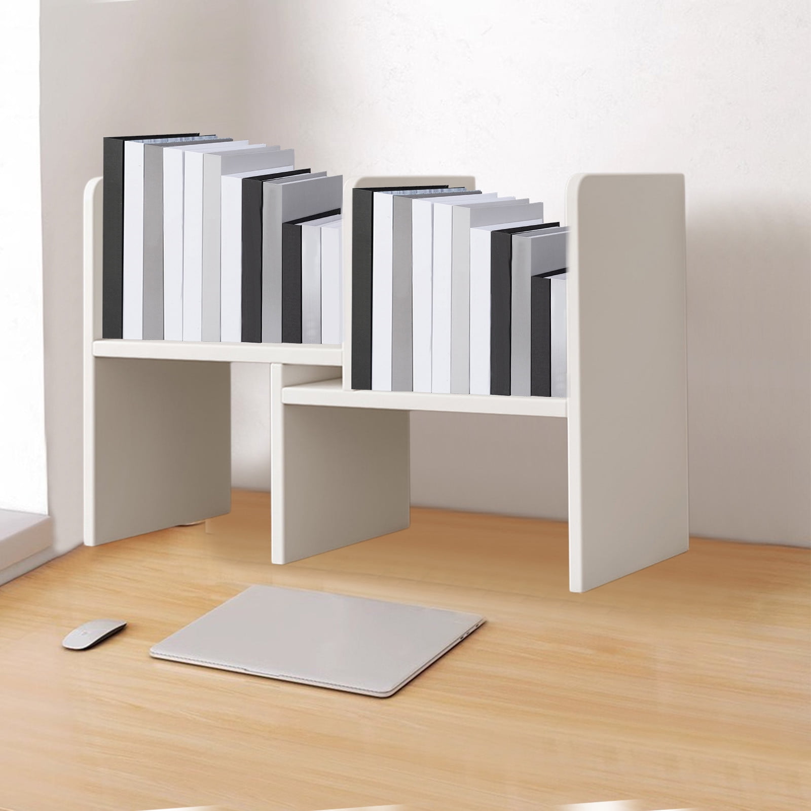 Desktop Shelf Organizer, Adjustable Wood Display Desk Shelf, Office ...