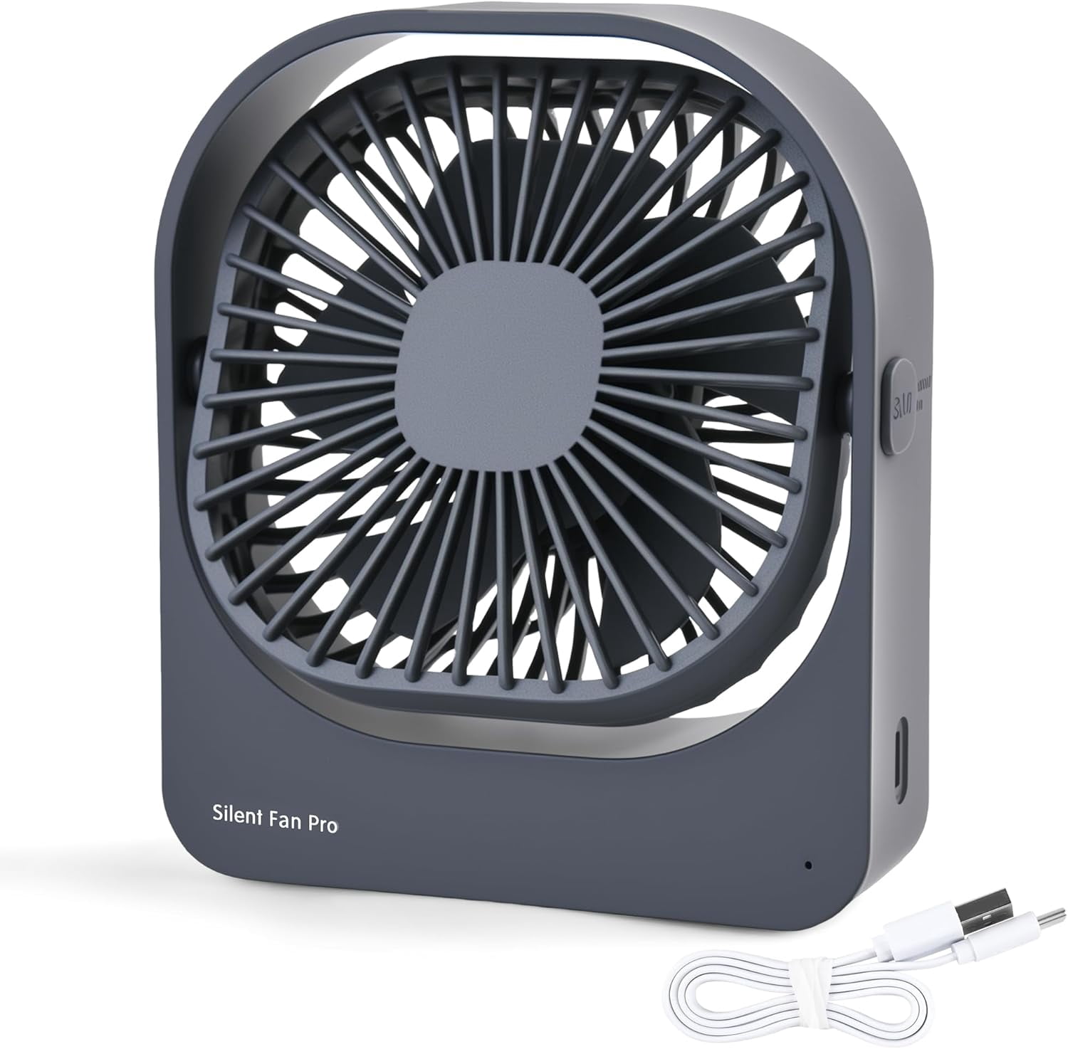 Desktop Silent Fan - 360? Rotation, 3 Speed Settings, Quiet, Long ...