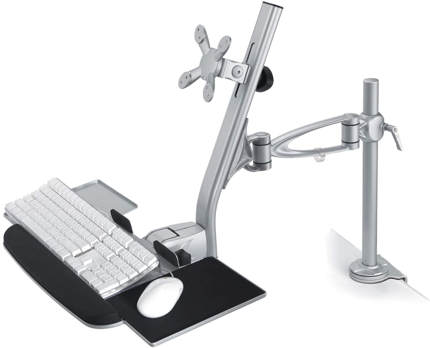 Desktop Sit-Stand Workstation with Single Monitor Mount and Keyboard ...