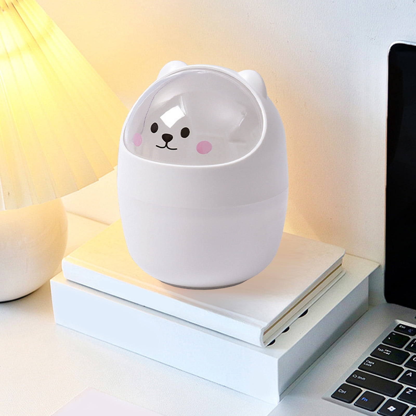 Desktop Small Cute Rubbish Bin with Lid, Plastic Storage for Bedroom ...