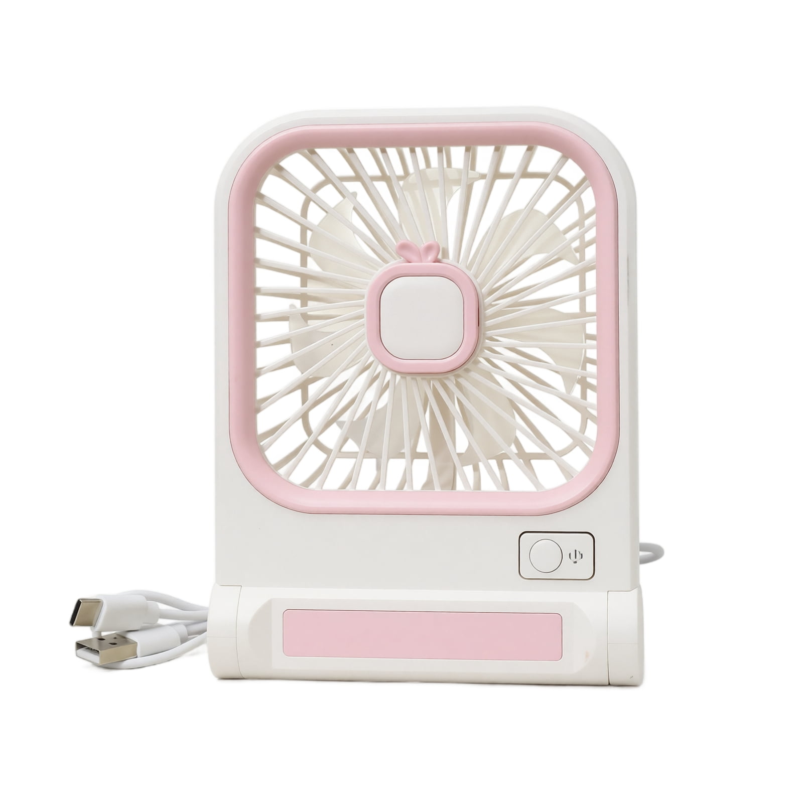 Desktop Small Fan, USB Rechargeable 3 Speed Settings, Square Bunny Ear ...
