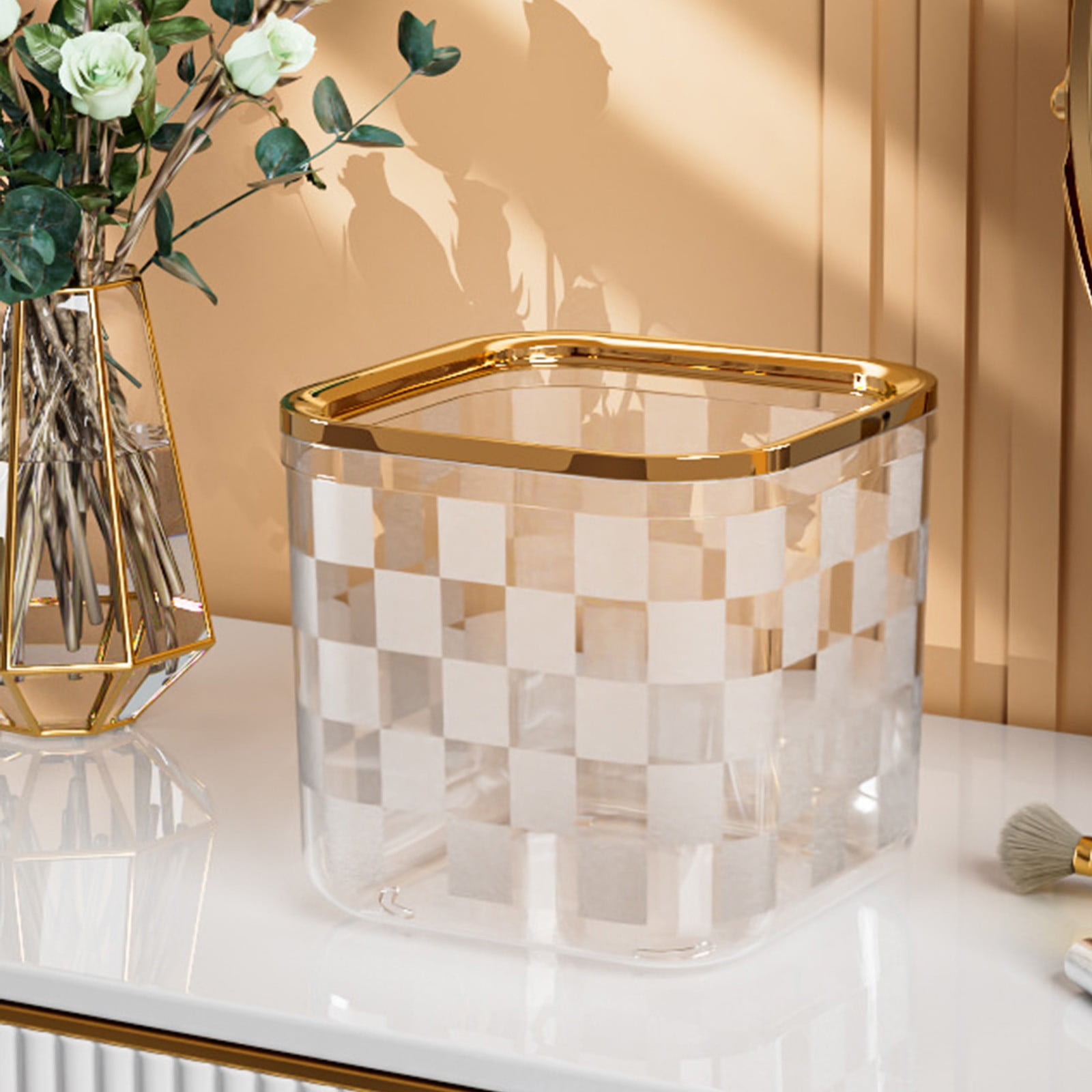 Desktop Small Trash Can, Cute Plastic Bin with Pressure Ring and Non ...