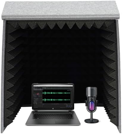 Desktop Soundproof Cover, 23.62'' x 23.62'' x 23.62'' Vocal Sound ...