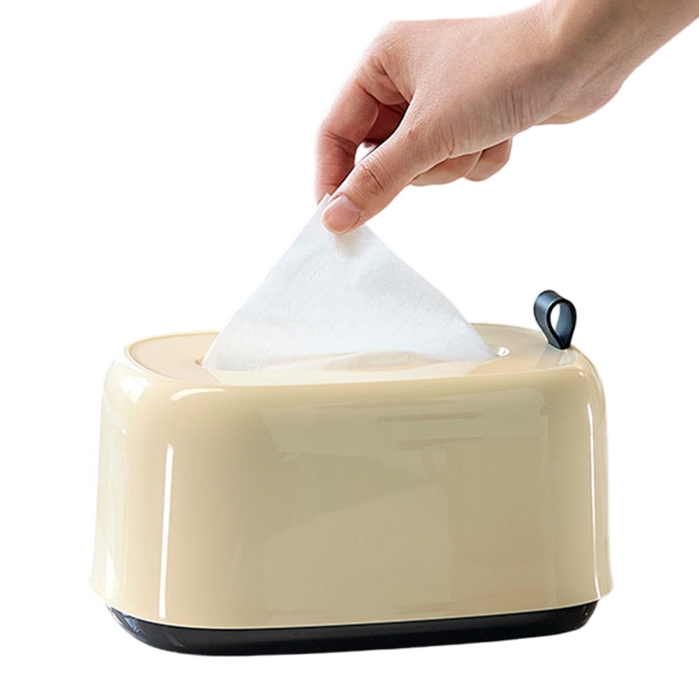 Desktop Spring Tissue Box Table Countertop Tissue Organizer with handle ...