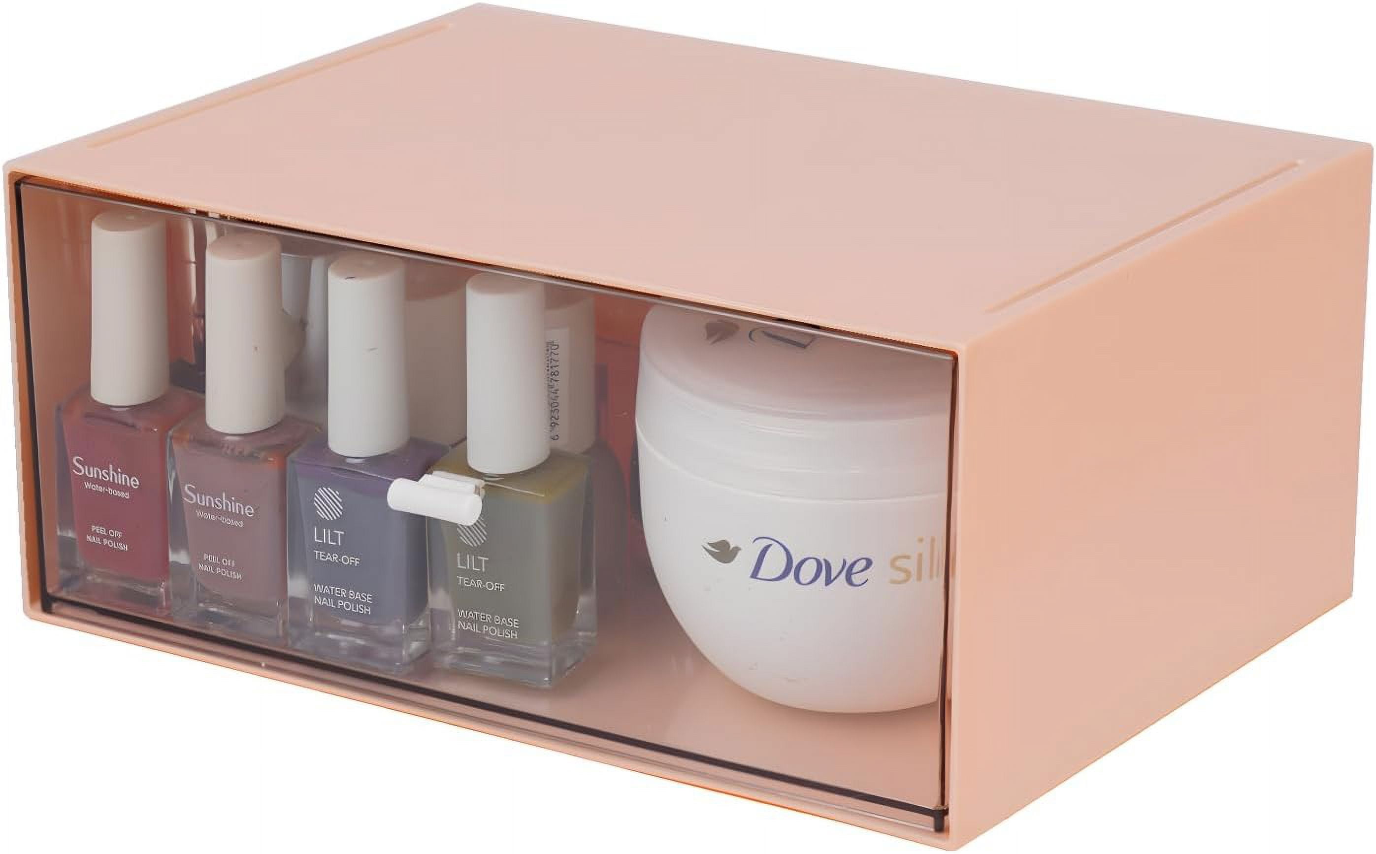 Desktop Stackable Storage 1 Drawer, Pink Plastic Stationery Drawer ...