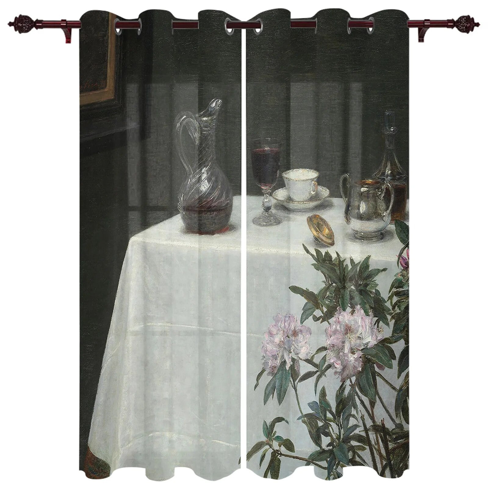 Desktop Still Life Flowers Valance Window Curtains For Living Room ...
