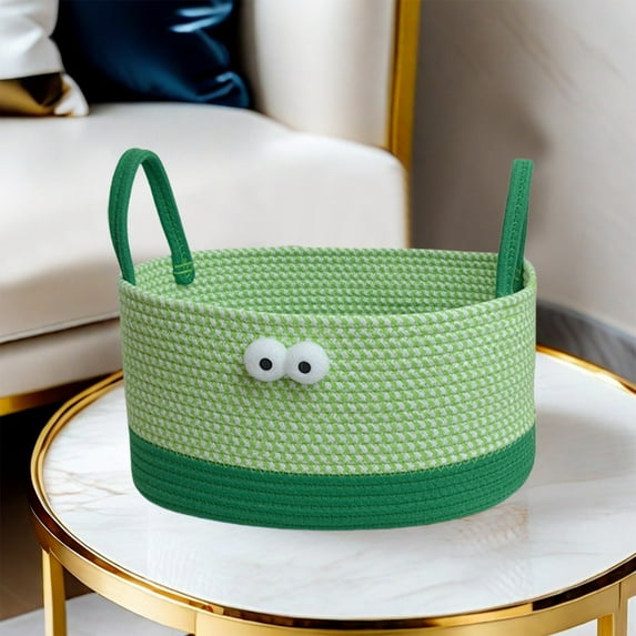 Desktop Storage Basket,Woven Cotton Thread Storage Basket,Wide ...