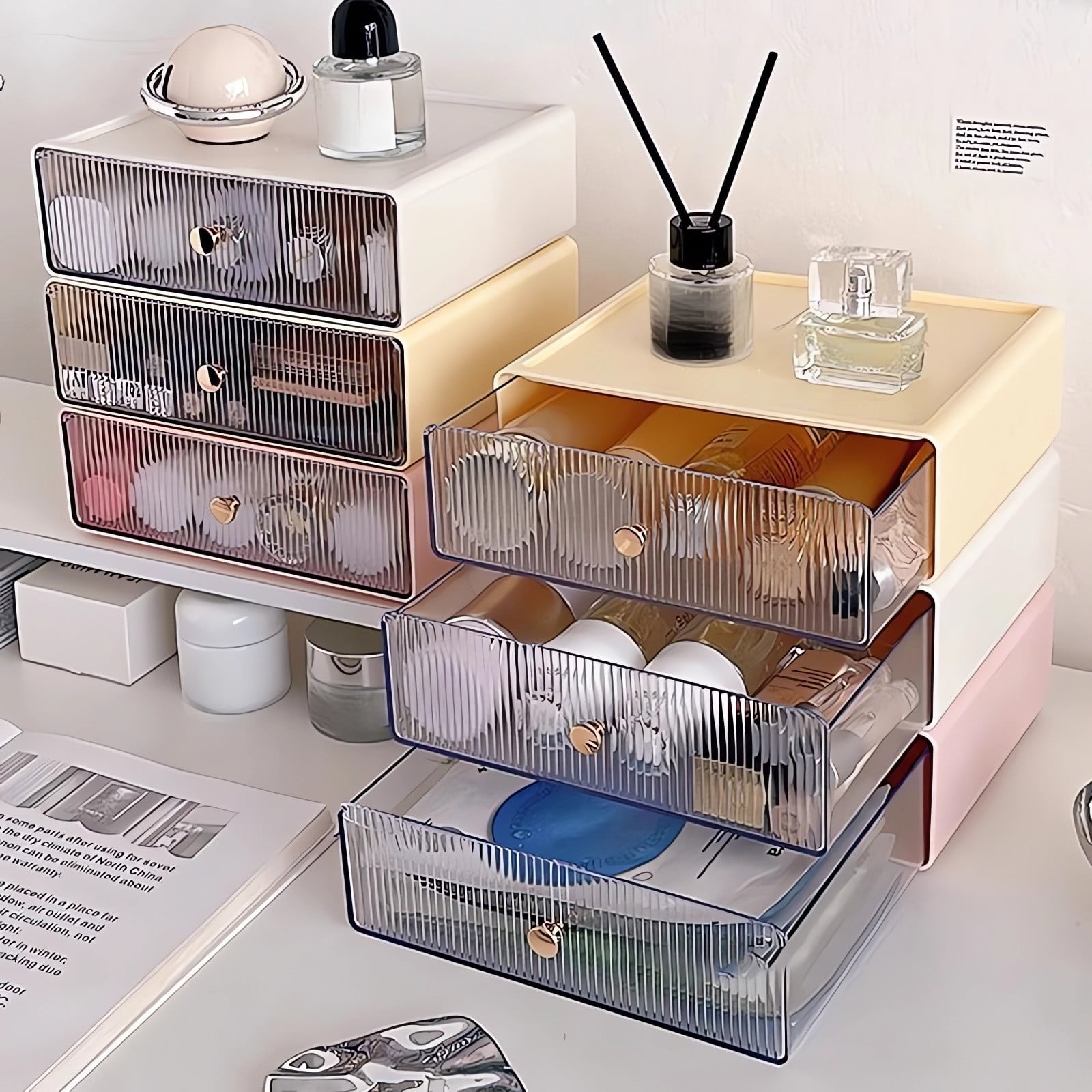 Desktop Storage Box – Drawer Organizer | Plastic, Modern Design, Non ...