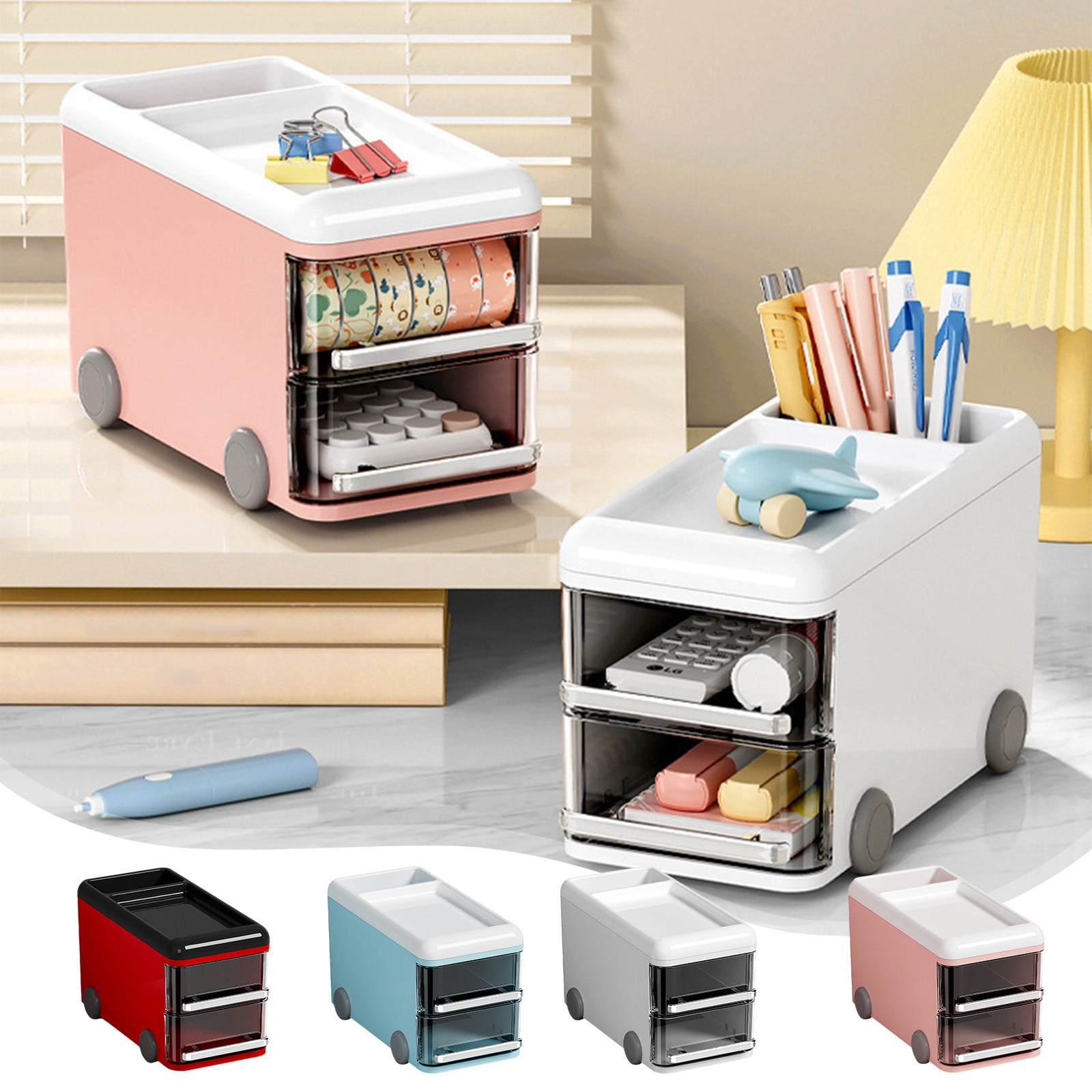 Desktop Storage Box, Dresser Organizer, Multi-Compartment + Clear Lid ...