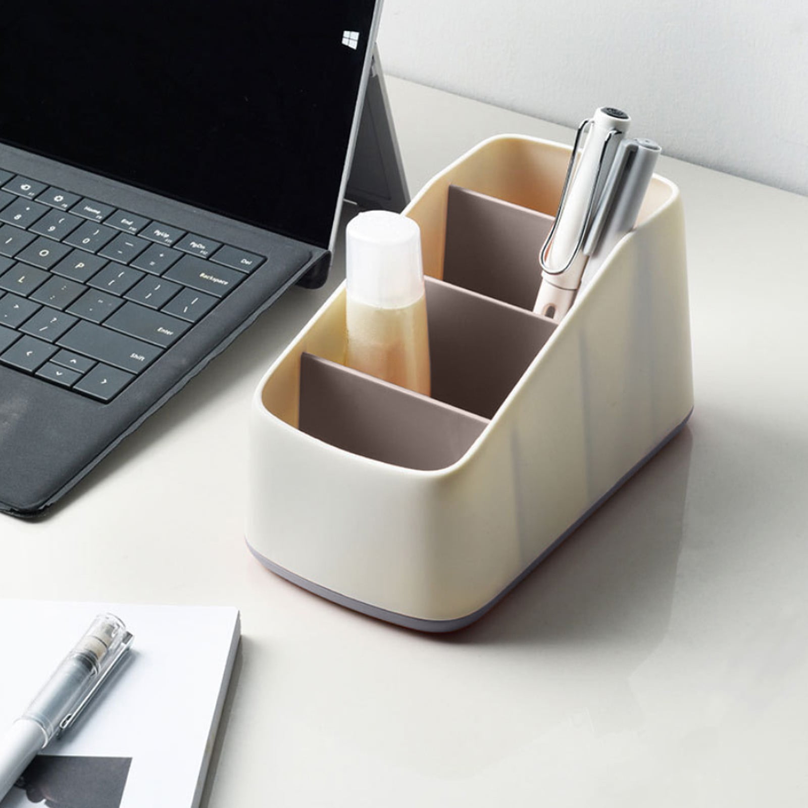 Desktop Storage Box Organizer | 4-Compartment Plastic Desk Organizer ...