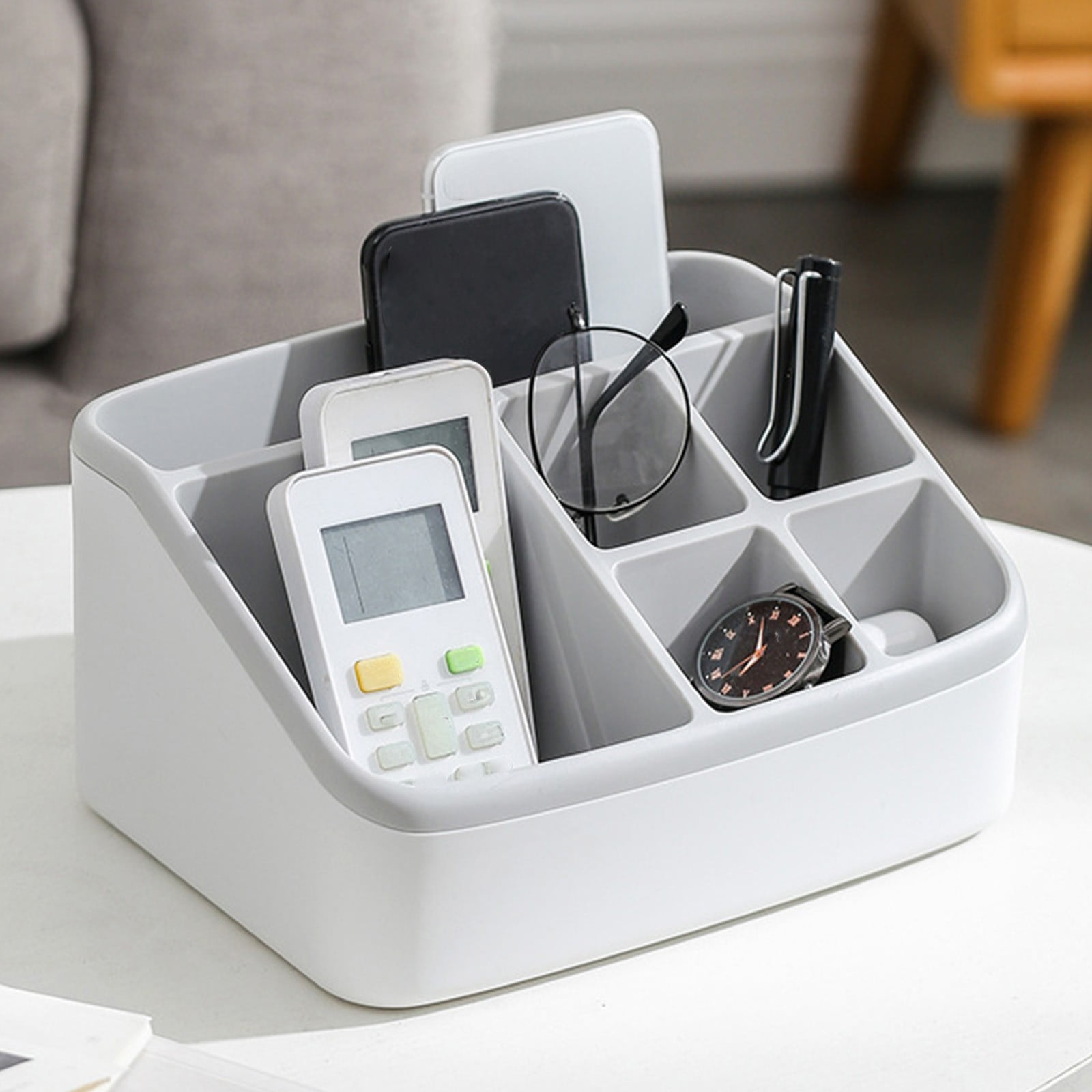 Desktop Storage Box, Plastic Storage Holders, 6 Slots Large Capacity ...