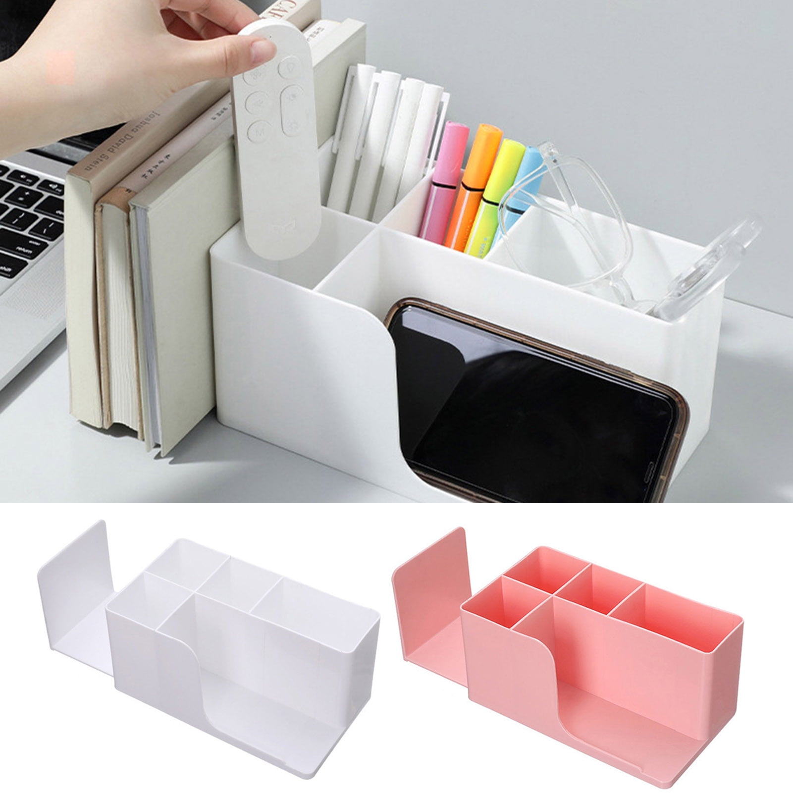 Desktop Storage Box Retractable Multi Compartments Cosmetic Stationery ...