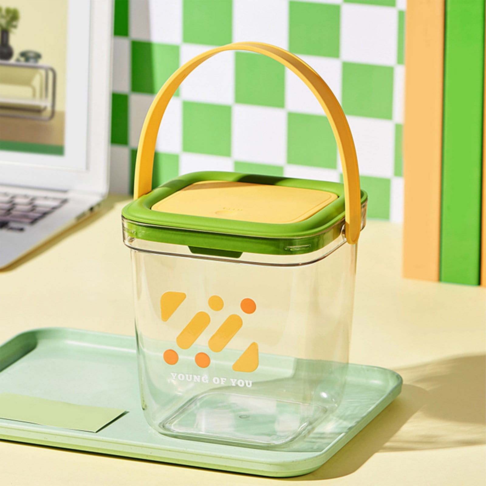 Desktop Storage Can, Modern Transparent, Push-to-Open Lid, Ample ...