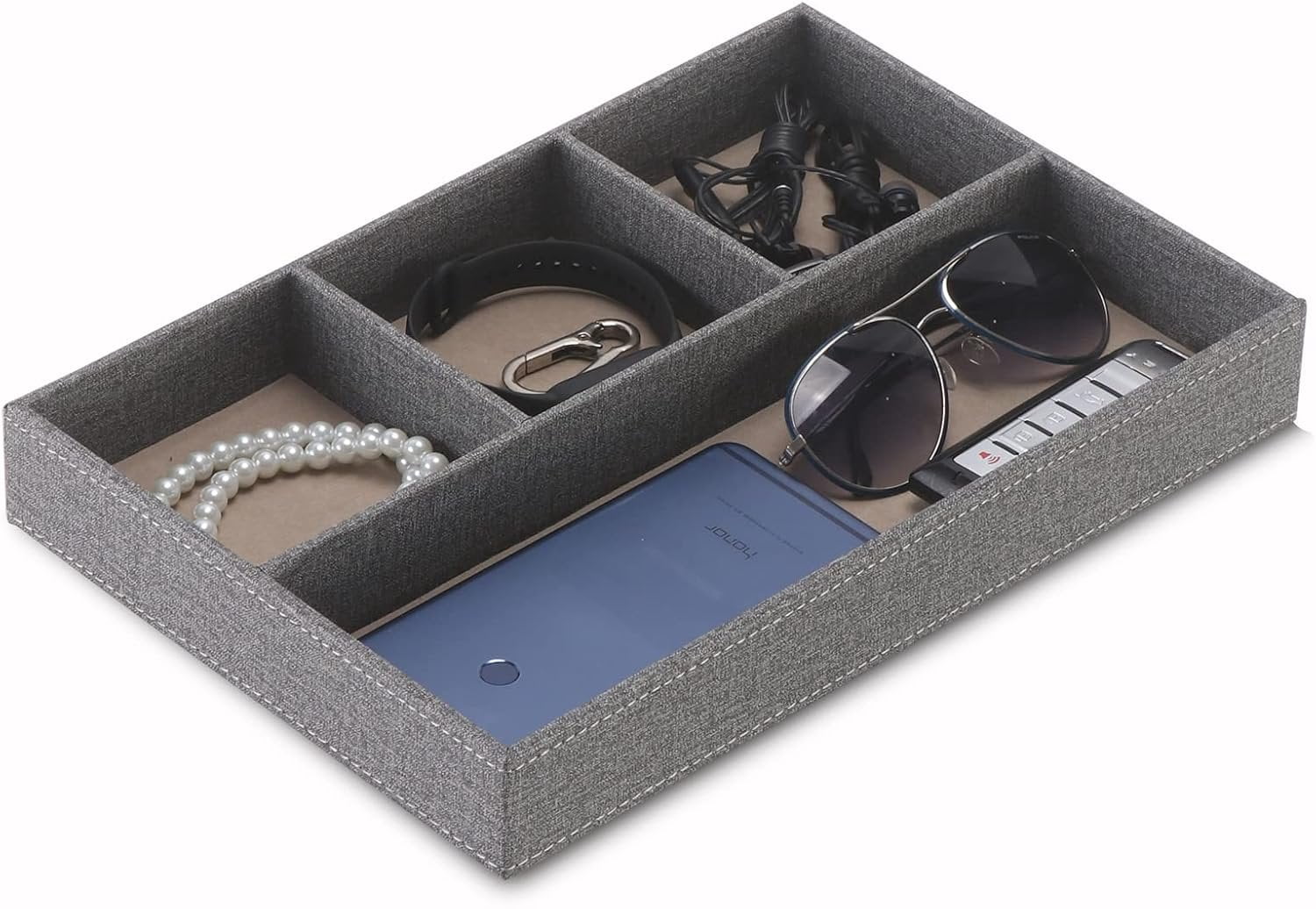 Desktop Storage Organizer, Bedside Table or Storage rack Leather Tray ...