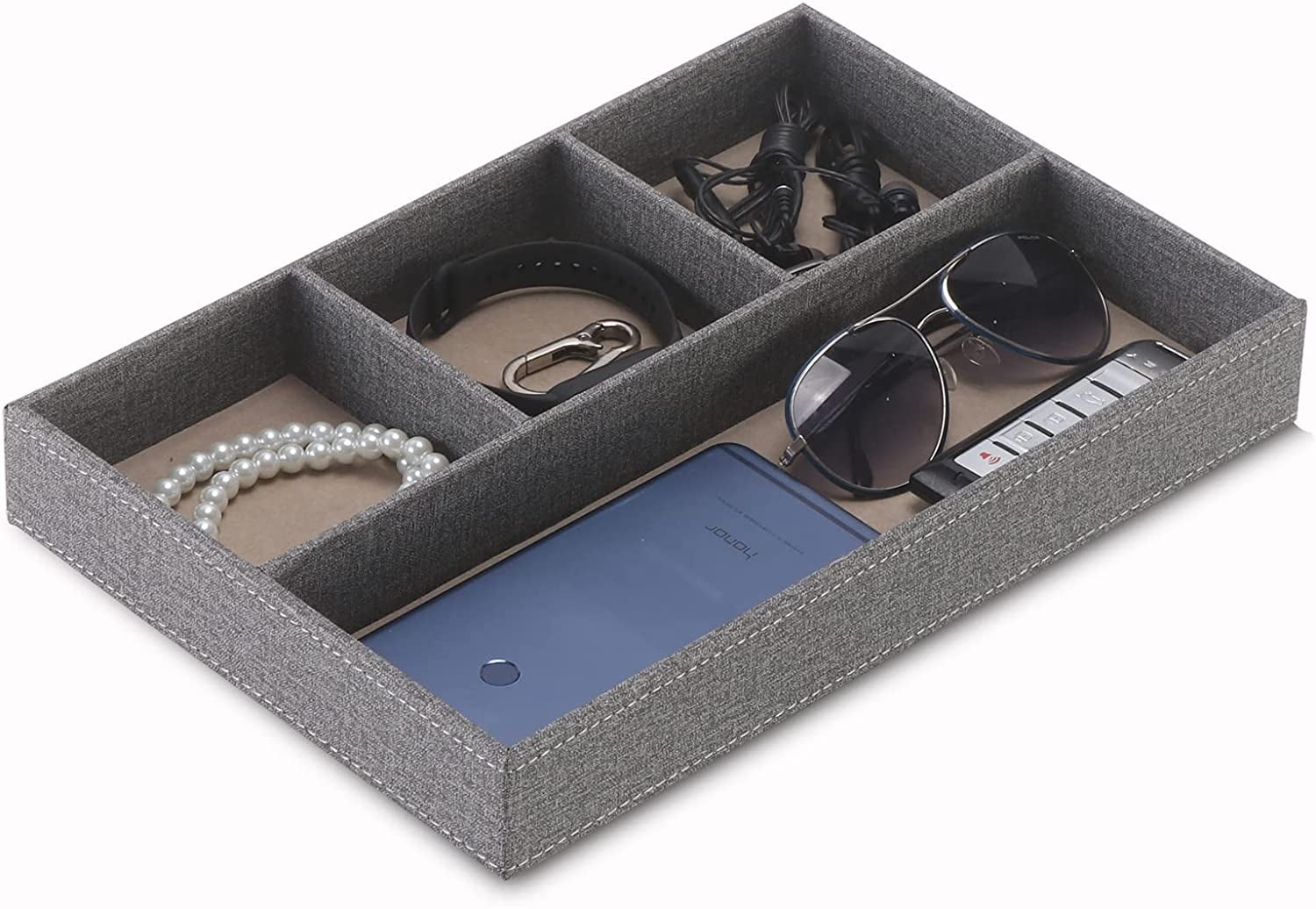 Desktop Storage Organizer, Bedside Table or Storage rack Leather Tray ...
