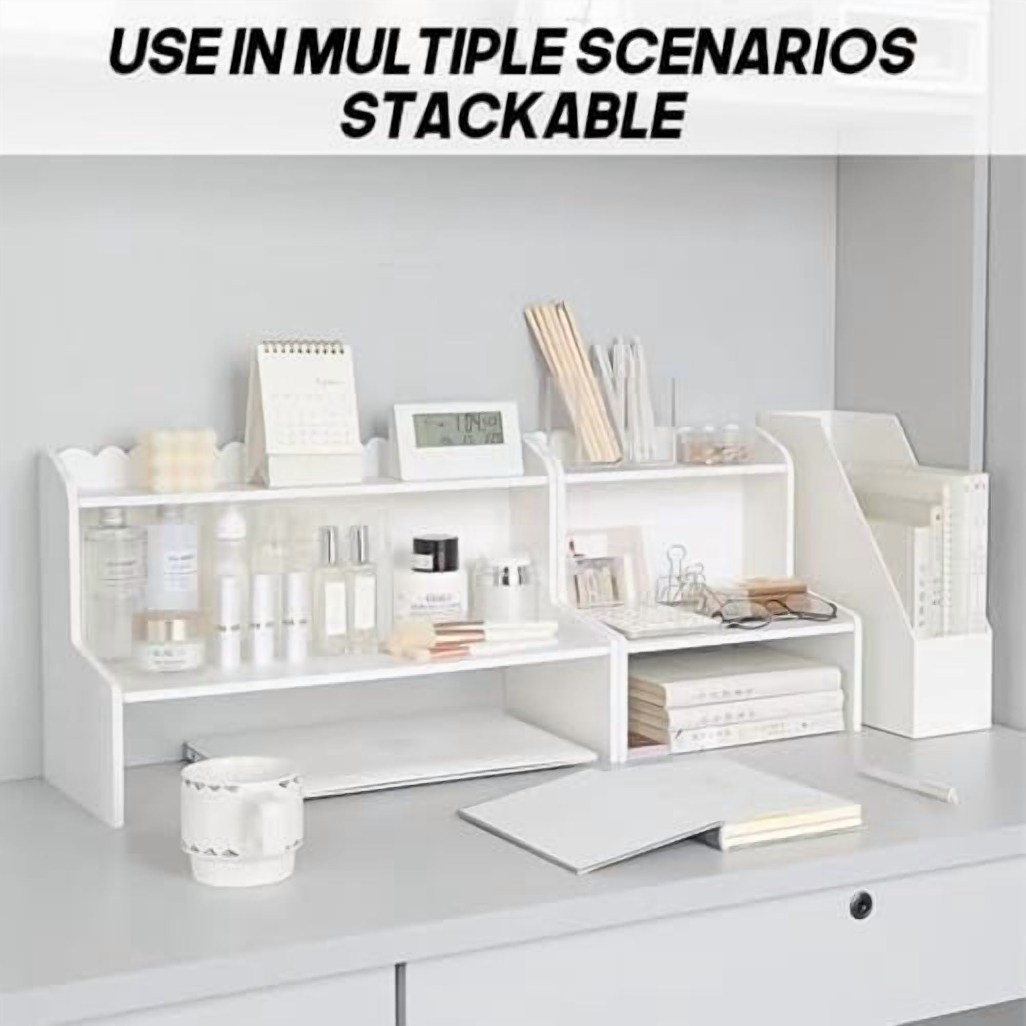 Desktop Storage Organizer – Wood Plastic Composite Multi Tier Bookshelf ...